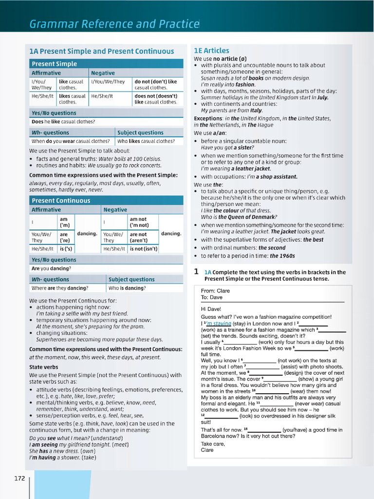 Grammar Unit 1 | PDF