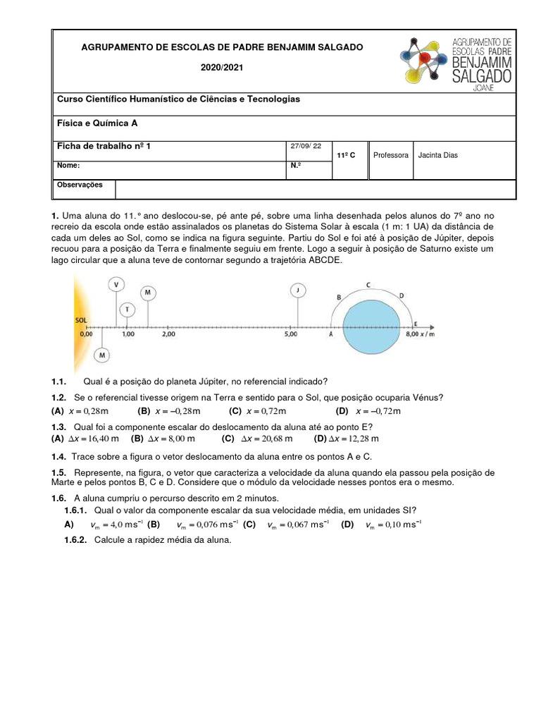 Componente Escalar da Posição e Deslocamento | PDF | Velocidade ...
