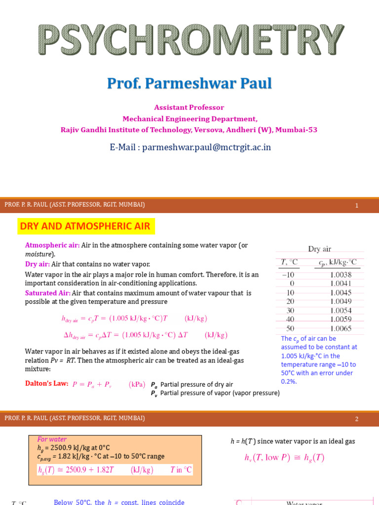 PSYCHROMETRY | PDF | Humidity | Applied And Interdisciplinary Physics