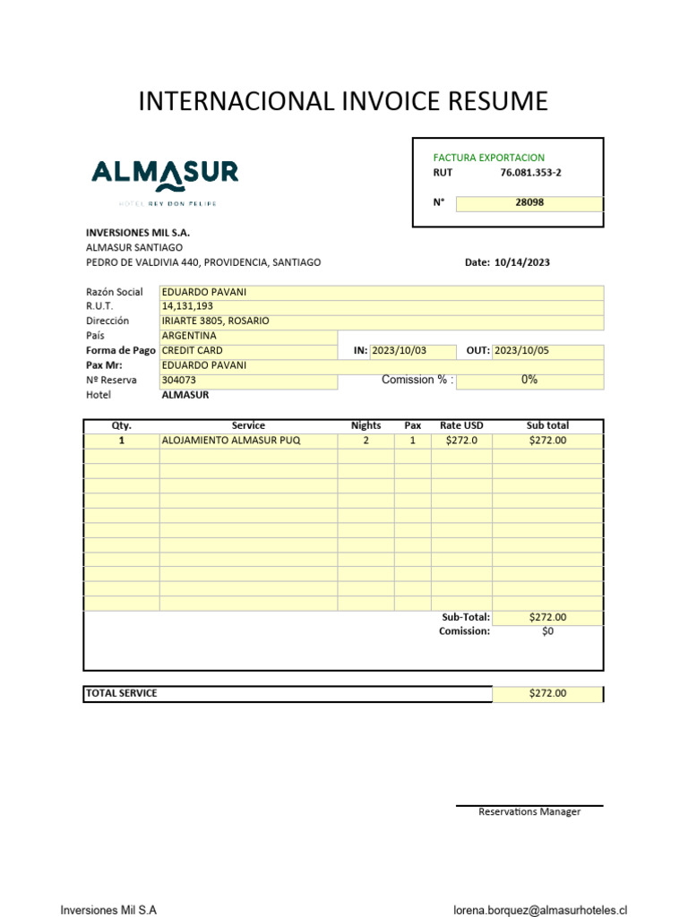 Carta Factura Proforma | PDF