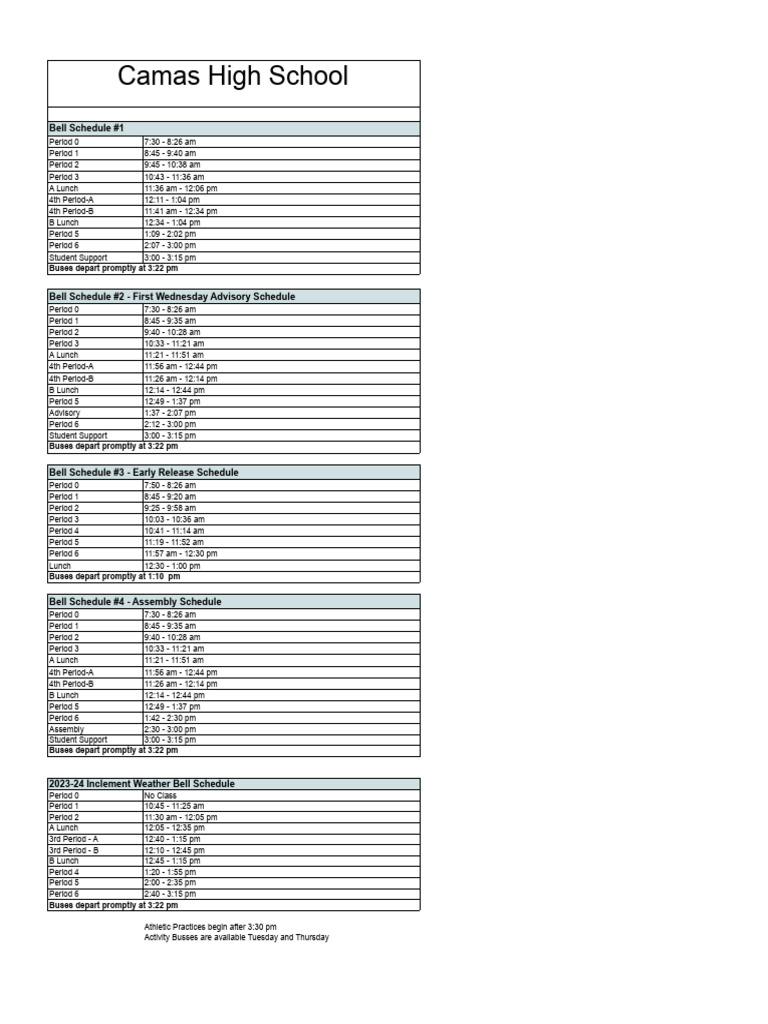 2023-24 CHS Bell Schedule | PDF