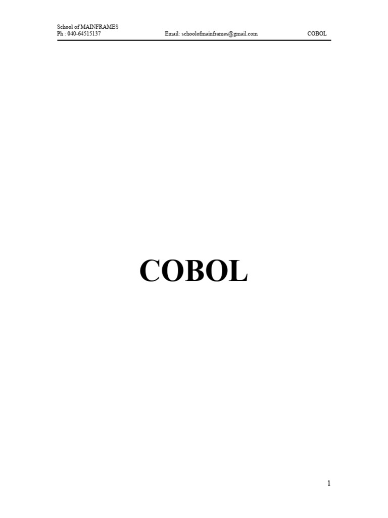 Cobol: School of MAINFRAMES | PDF | Binary Coded Decimal | Computer Program