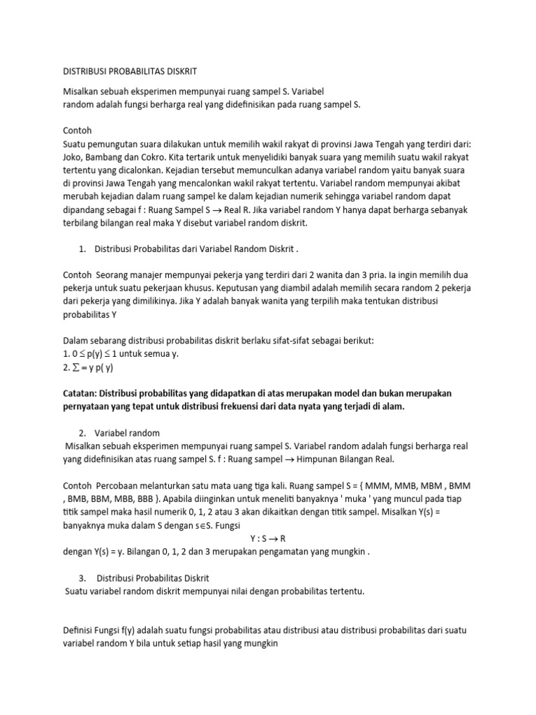 Distribusi Probabilitas Diskrit | PDF | Metode & Bahan Ajar