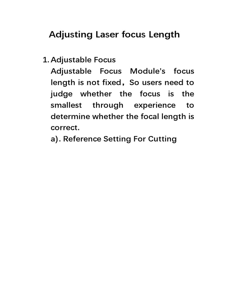 Adjusting Laser Focal Length Settings | PDF | Imaging | Glass Applications