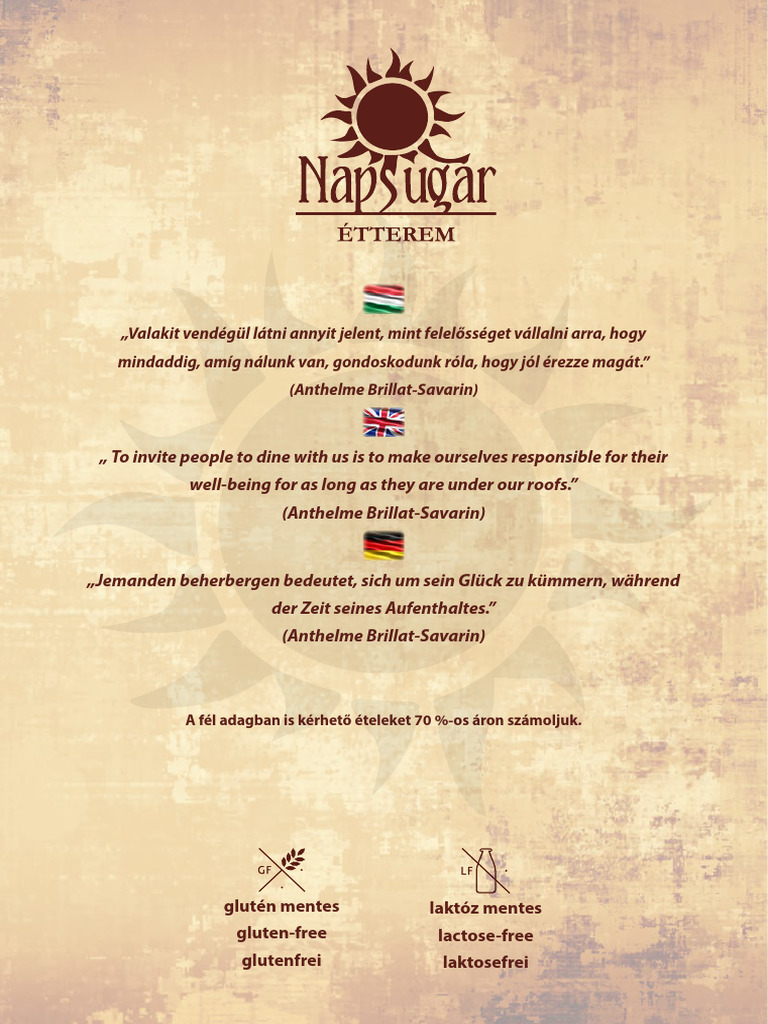 Napsugar Etlap 2022 3nyelvu - Oktober | PDF