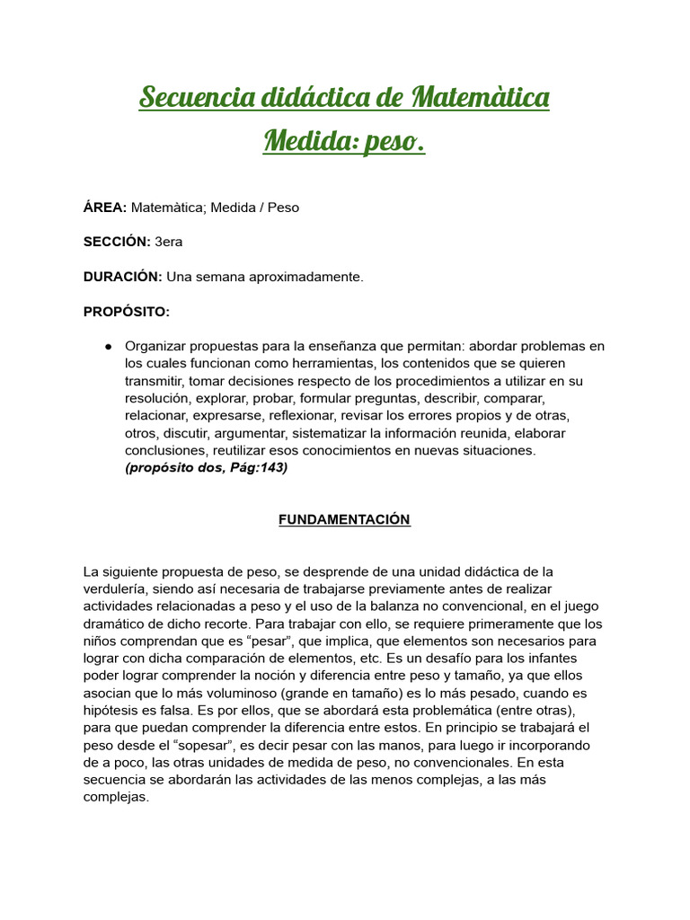 Secuencia de Matemática - Peso | PDF | Matemáticas