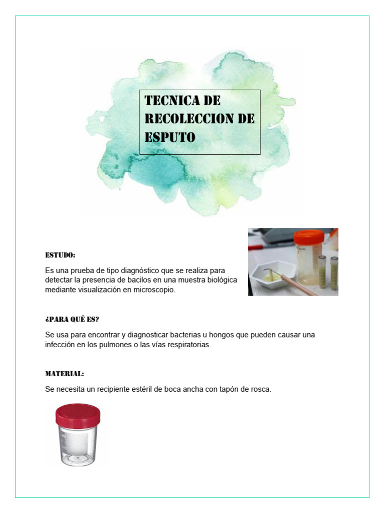 Recolección de esputo para diagnóstico | PDF