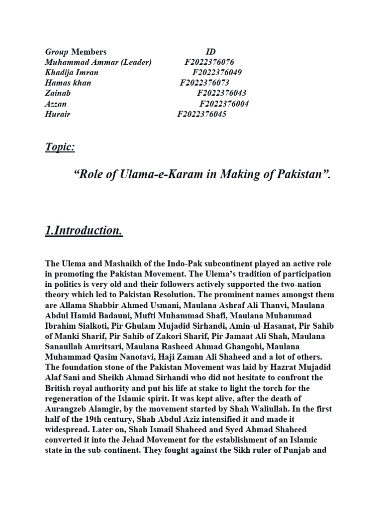 Role of Ulama e Hindh (PART 2) | PDF | Pakistan Movement | Ulama