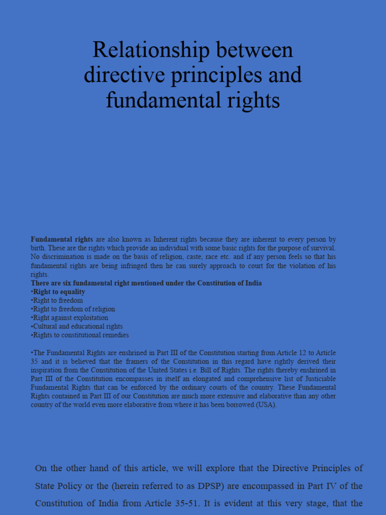 Relationship between directive principles and fundamental rights | PDF ...