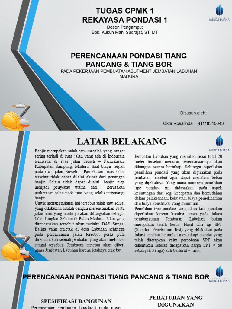 Okta Rosalinda - 41118310043 - Tugas CPMK 1 - Rekayasa Pondasi 1 | PDF