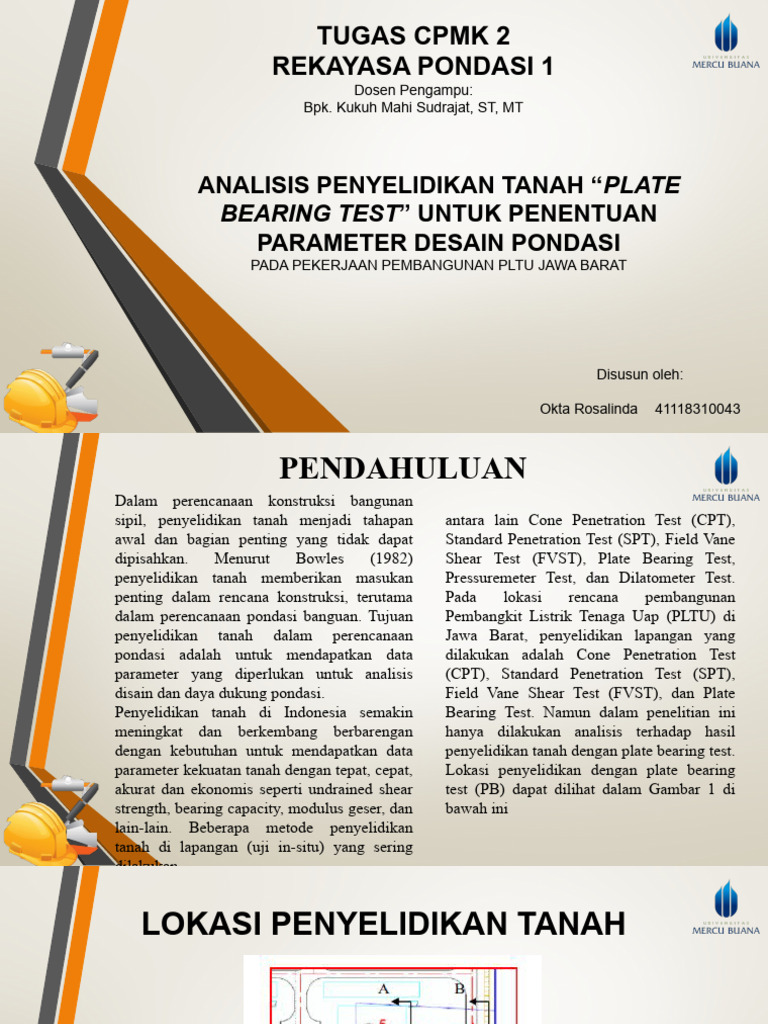 Okta Rosalinda - 41118310043 - Tugas CPMK 2 - Rekayasa Pondasi 1 | PDF