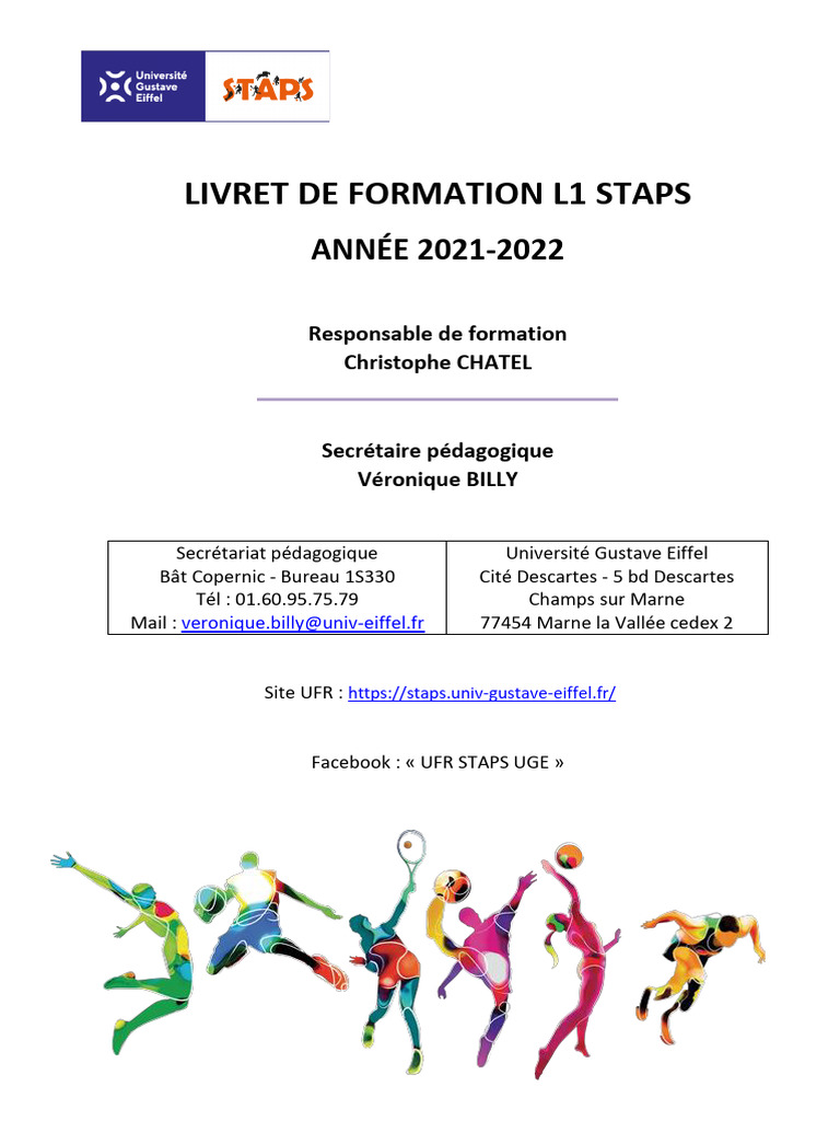 Livret de Formation L1 STAPS 2021-2022 | PDF