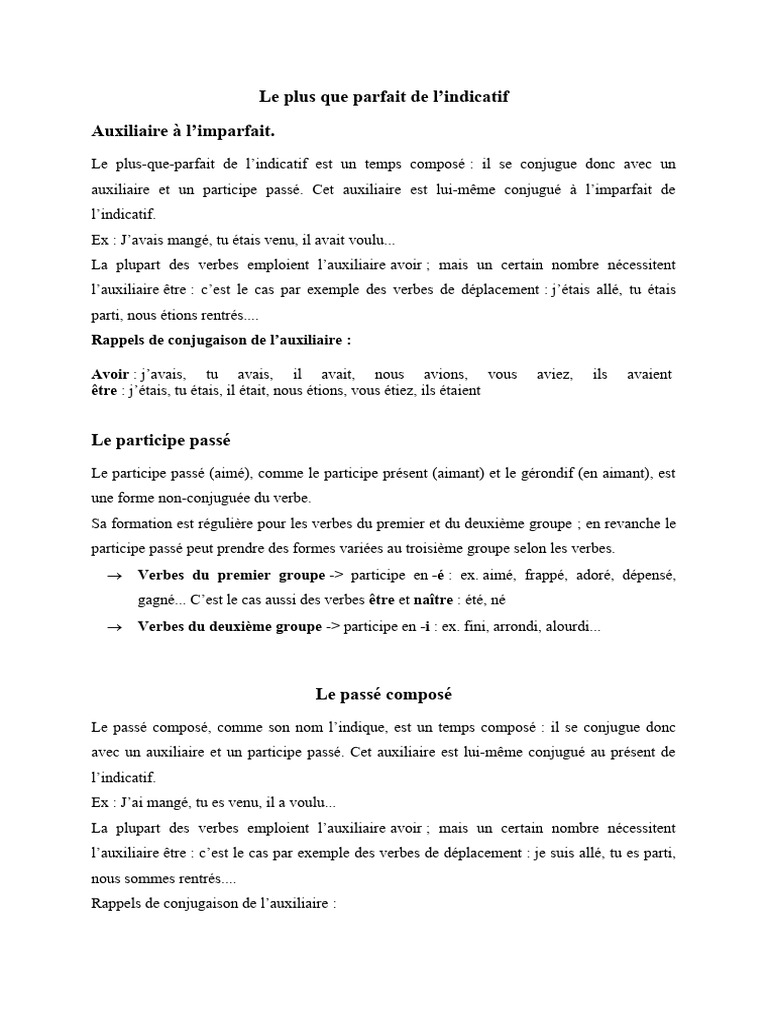 Rappel de conjugaison des verbes | PDF