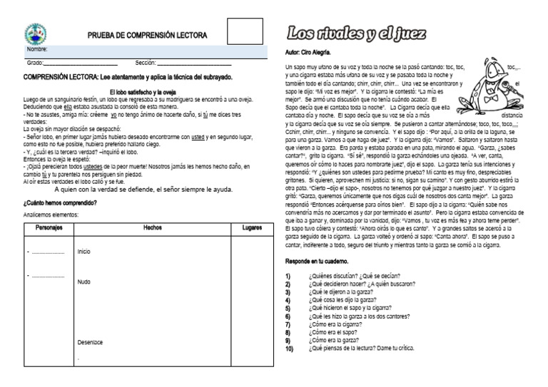 Prueba de Comprensión Lectora | PDF