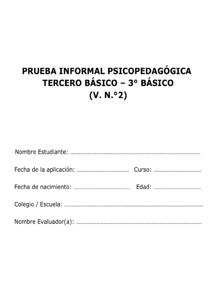 Prueba 3ro básico | PDF