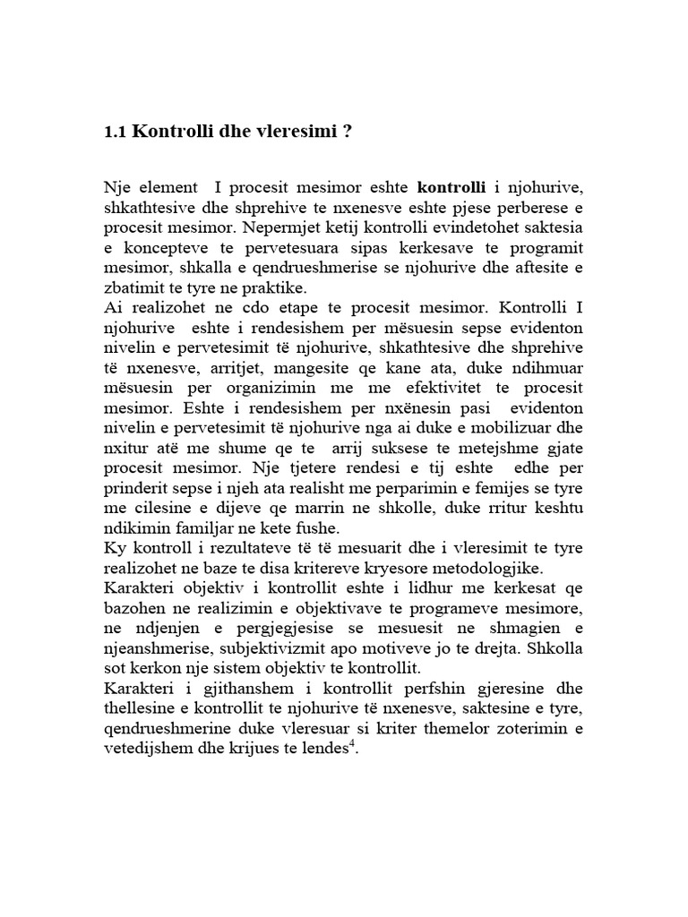 Kontrolli Dhe Vleresimi | PDF