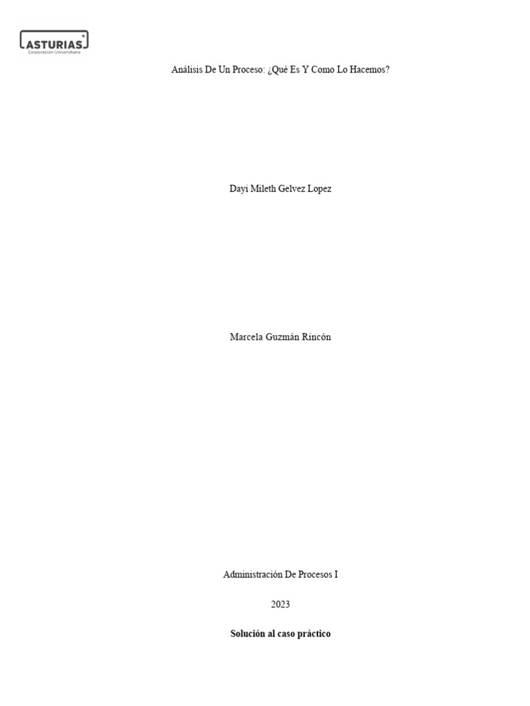 Caso Practico 1 Administracion de Procesos 1 Dayi Gelvez | PDF