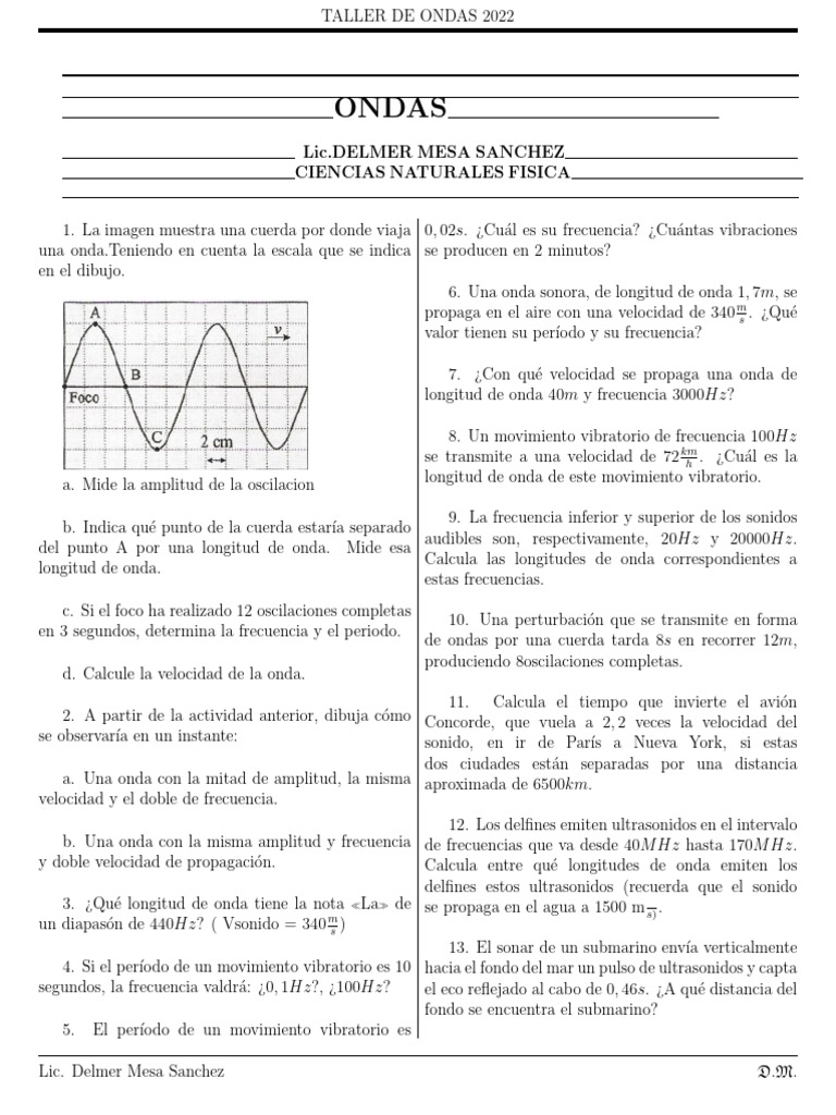 Taller Ondas | PDF | Frecuencia | Olas