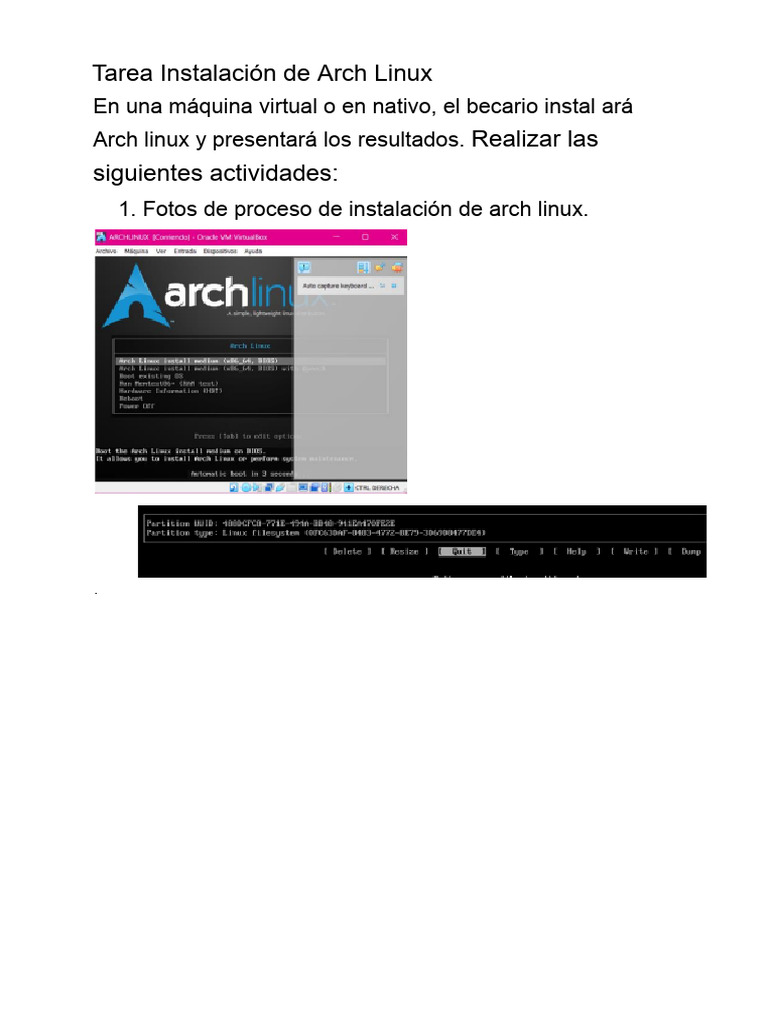 Tarea Instalacion Arch Linux - GLZ Ana Paula | PDF