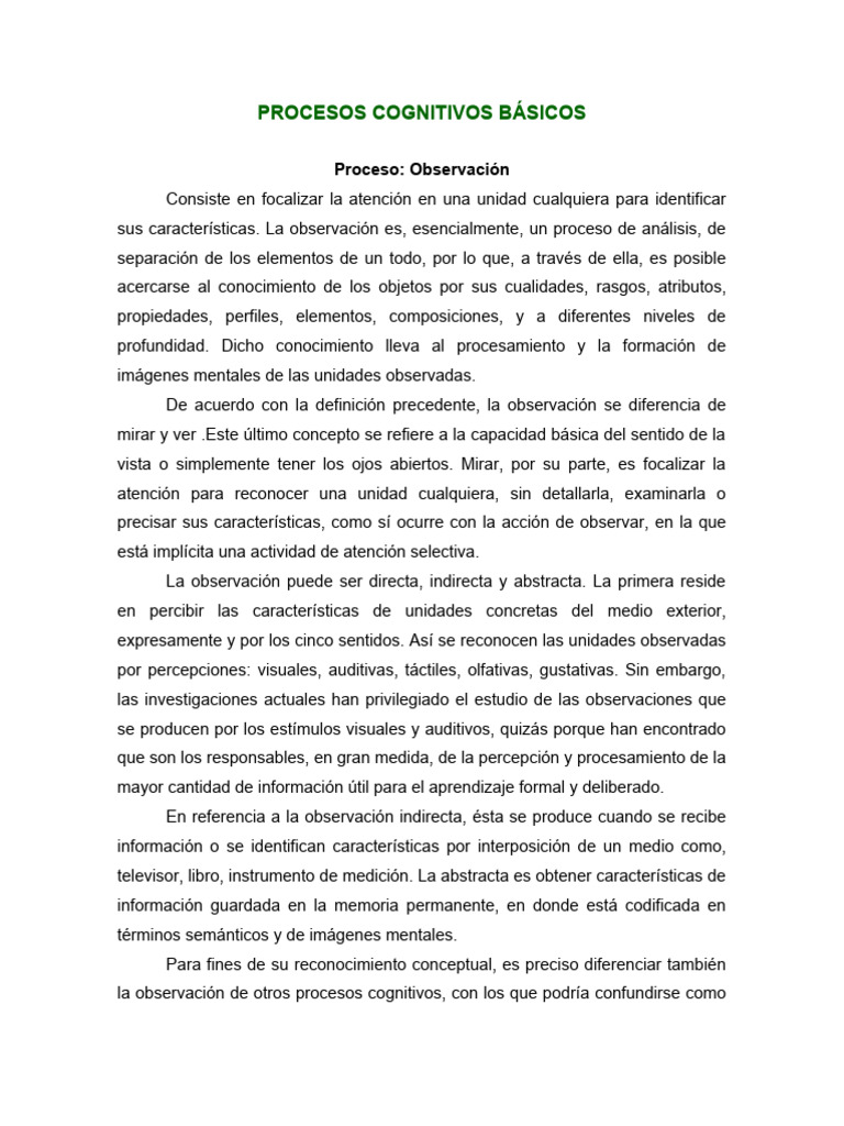 Procesos Cognitivos Básicos | PDF | Aprendizaje | Pensamiento