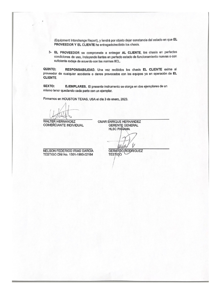 (Equipment Interchange Report), y Tendrá Por Objeto Dejar Constancia ...