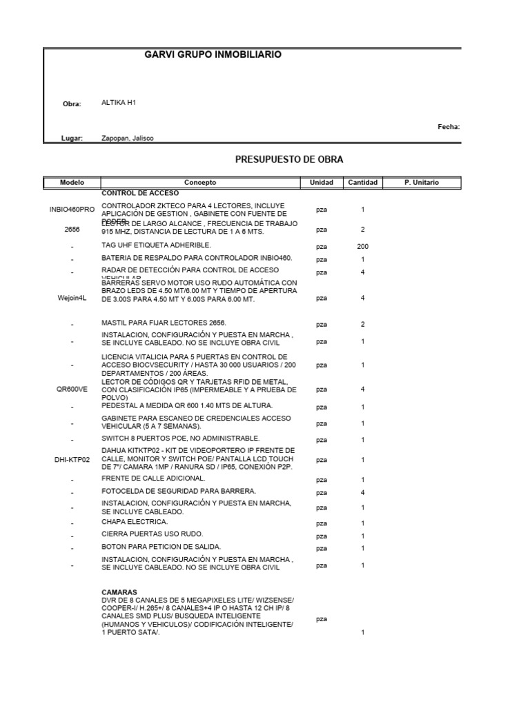 Catalogo - Control de Accesos - Altika H1-2 | PDF | Ingenieria ...