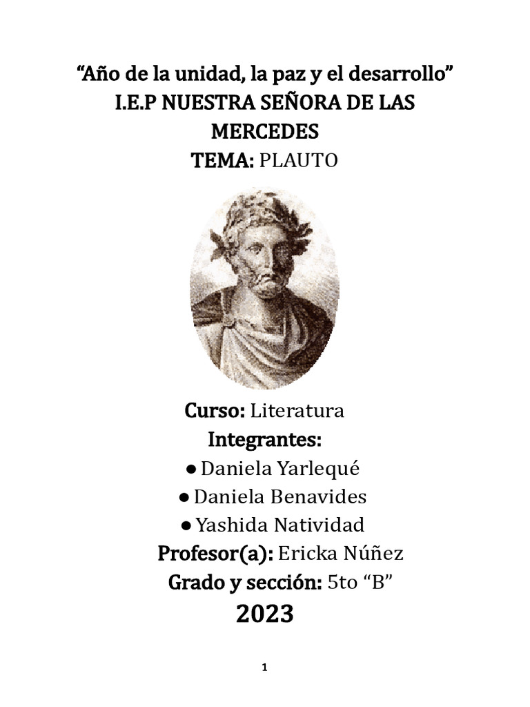 Comedias de Plauto: Análisis y Obras | PDF
