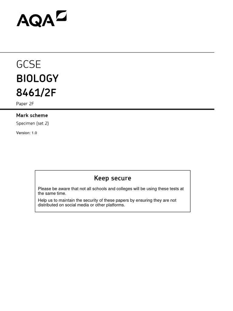 8461-2F-MS-Biology-Specimen (Set 2) v1.0 | PDF | Organ Transplantation | Digestion