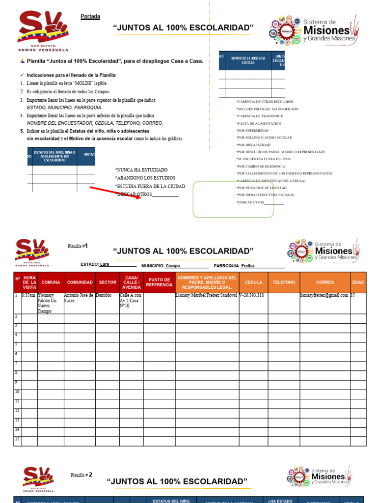Planilla Juntos Al 100 Escolaridad | PDF