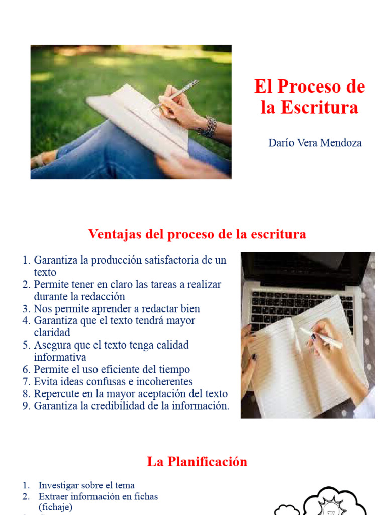 Proceso de Escritura - PPT de Elaboración Propia - Darío Vera Mendoza | PDF