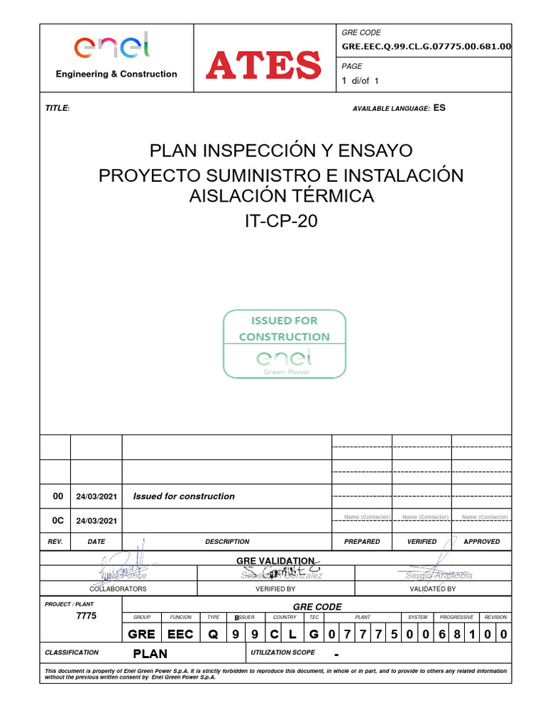 GRE - EEC.Q.99.CL.G.07775.00.681.00 Plan Inspección y Ensayo Aislación ...