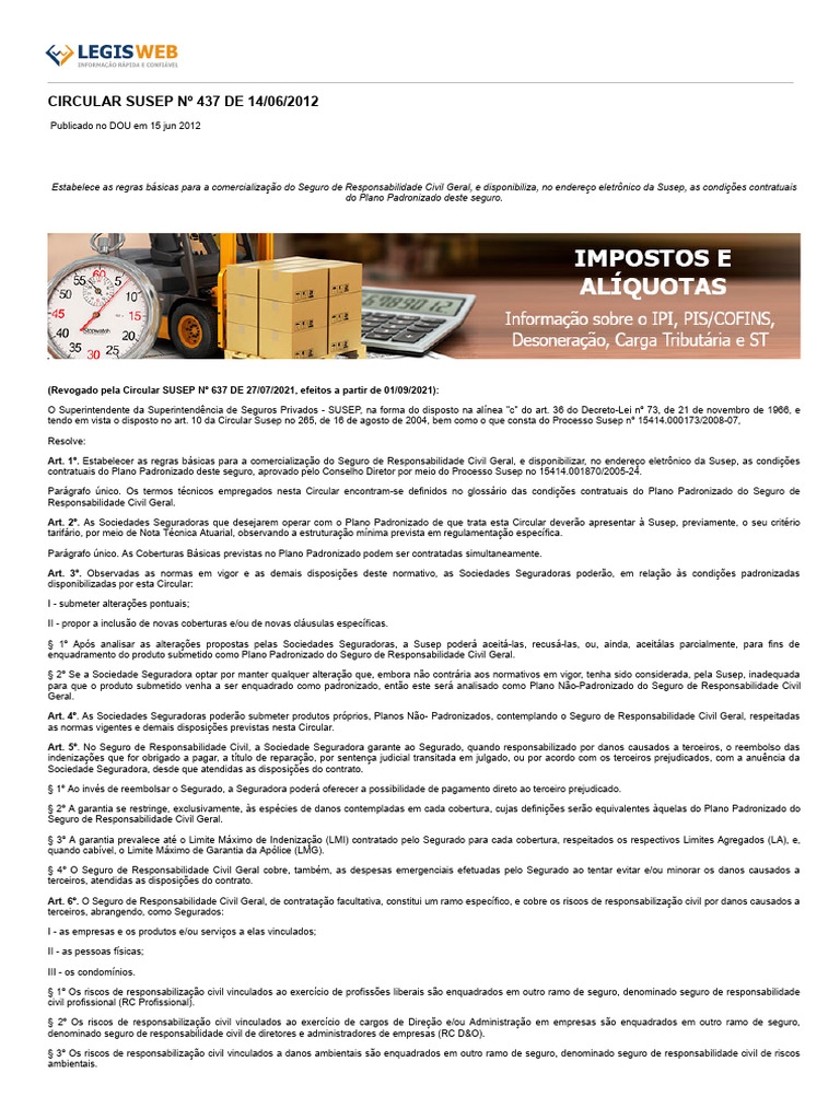 Circular SUSEP #437 DE 14 - 06 - 2012 - Federal - LegisWeb | PDF ...