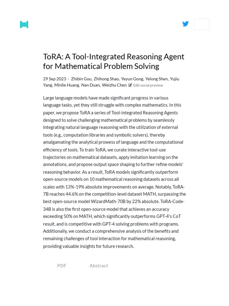 ToRA - A Tool-Integrated Reasoning Agent For Mathematical Problem ...