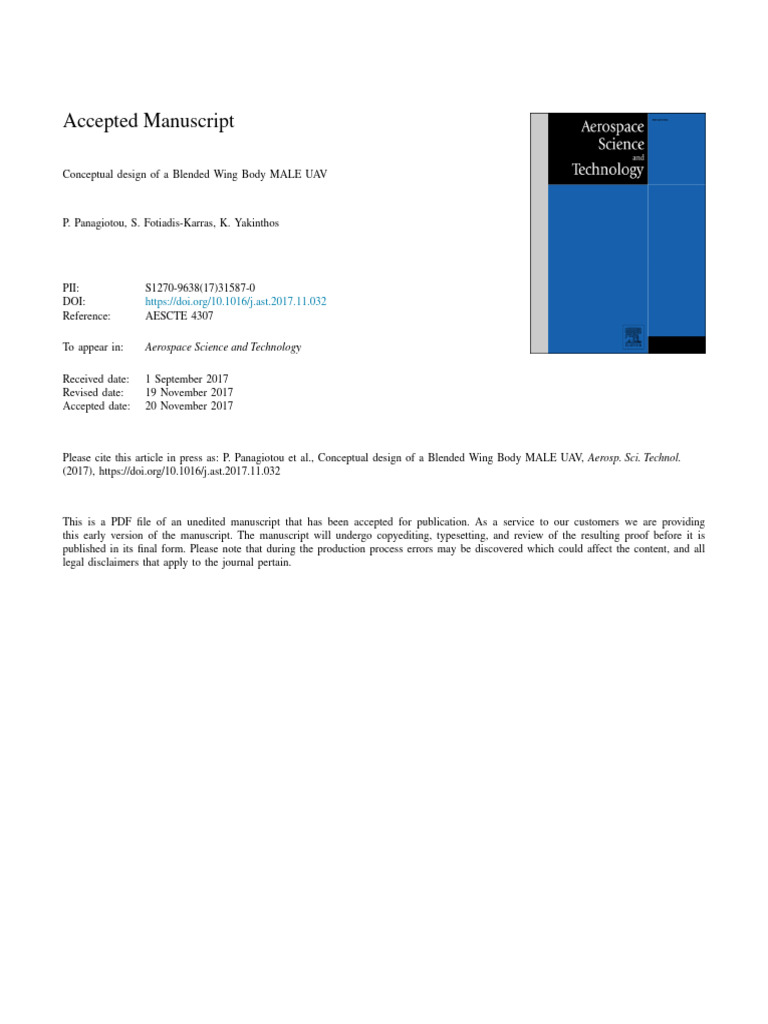 Conceptual Design of a Blended Wing Body MALE UAV | PDF | Jet Engine ...