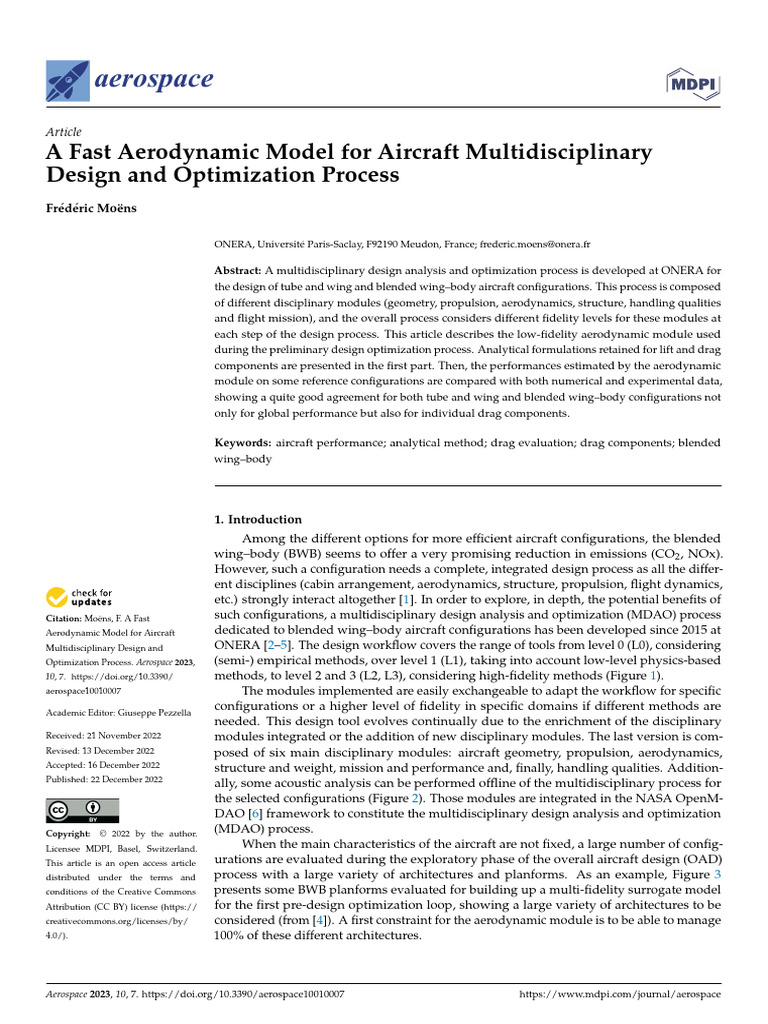 A Fast Aerodynamic Model For Aircraft Multidisciplinary Pdf