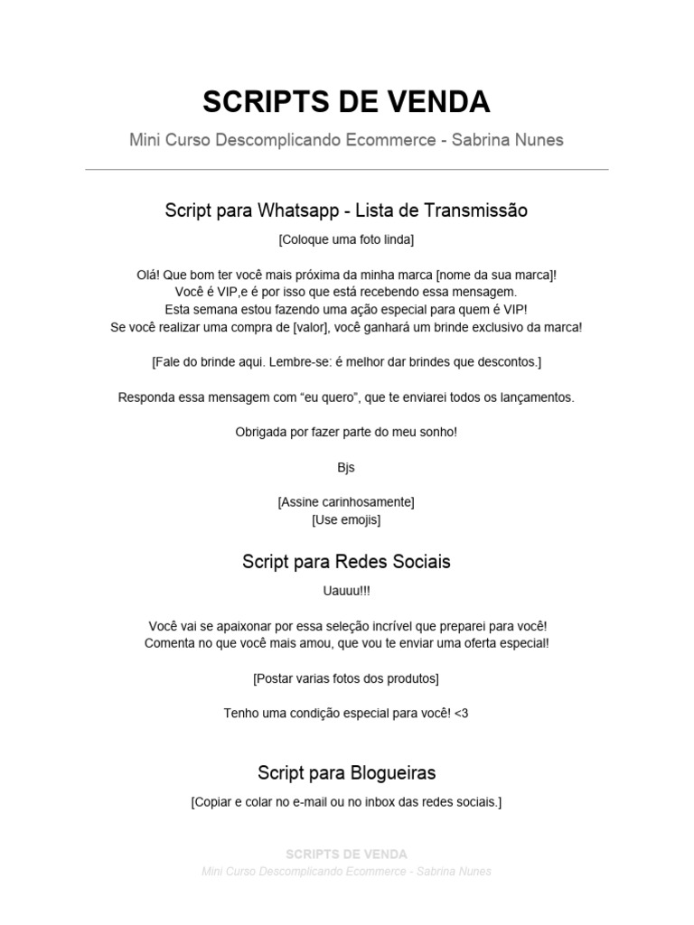 Scripts de Venda para E-commerce | PDF
