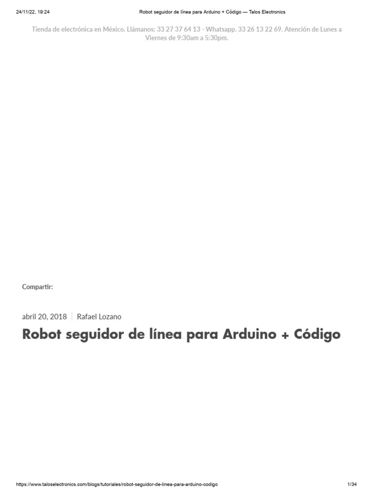 Robot Seguidor de Línea para Arduino + Código - Talos Electronics | PDF