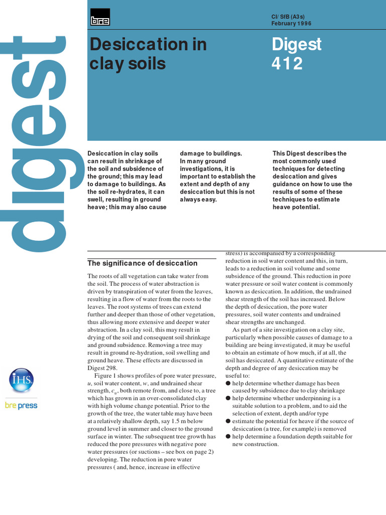 BRE 412 Desiccation in Clay Soils | PDF