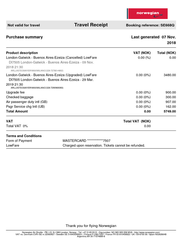 Travel Receipt - SE668Q | PDF