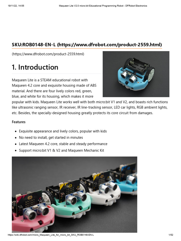 Maqueen Lite V2.0 Micro - Bit Educational Programming Robot - DFRobot ...