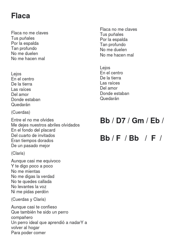 Flaca Letra | PDF