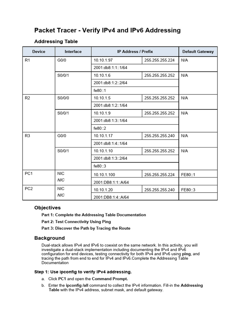 Packet Tracer | Download Free PDF | I Pv6 | Computer Science