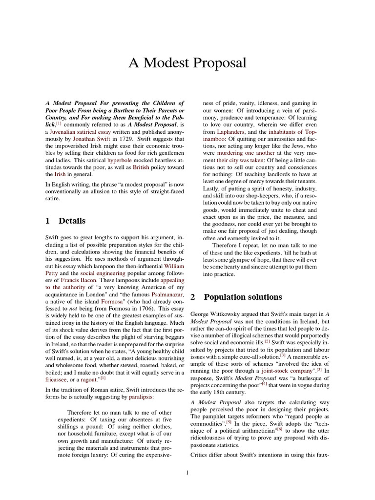 A Modest Proposal A Modest Proposal For | PDF