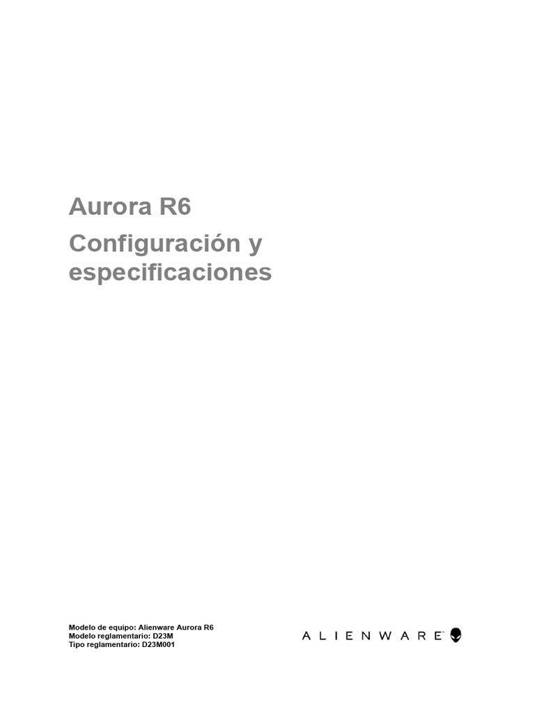 Alienware Aurora r6 Desktop - Specifications - Es MX | PDF | Periférico ...