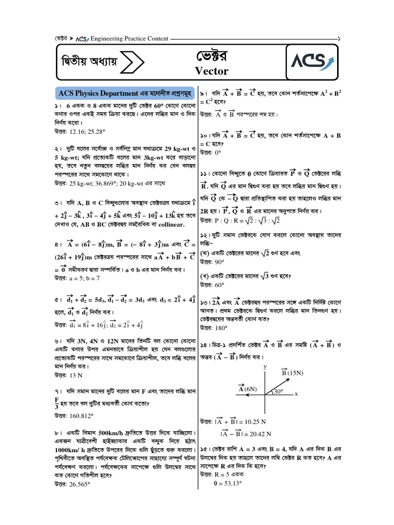 Vector Practice Sheet | PDF