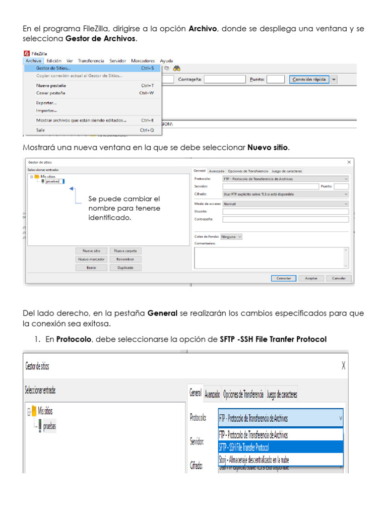 Manual de conexión a SFTP | PDF