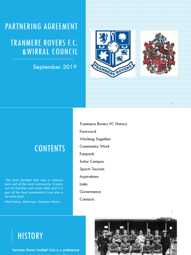Tranmere Rovers Partnering Agreement v1 | PDF