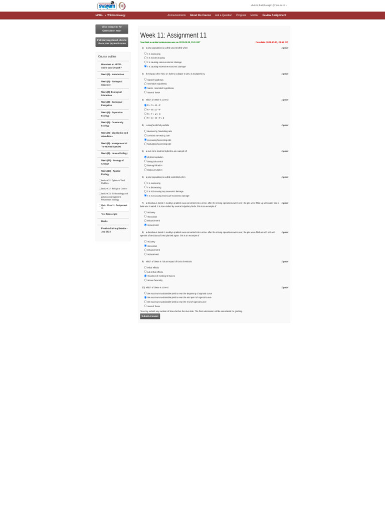 Wildlife Ecology - Unit 13 - Week (11) - Applied Ecology | PDF