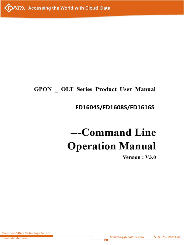 CDATA - FD16XX - GPON OLT - User Manual - Command Line Operation Manual - V3.0 20220901 | PDF ...