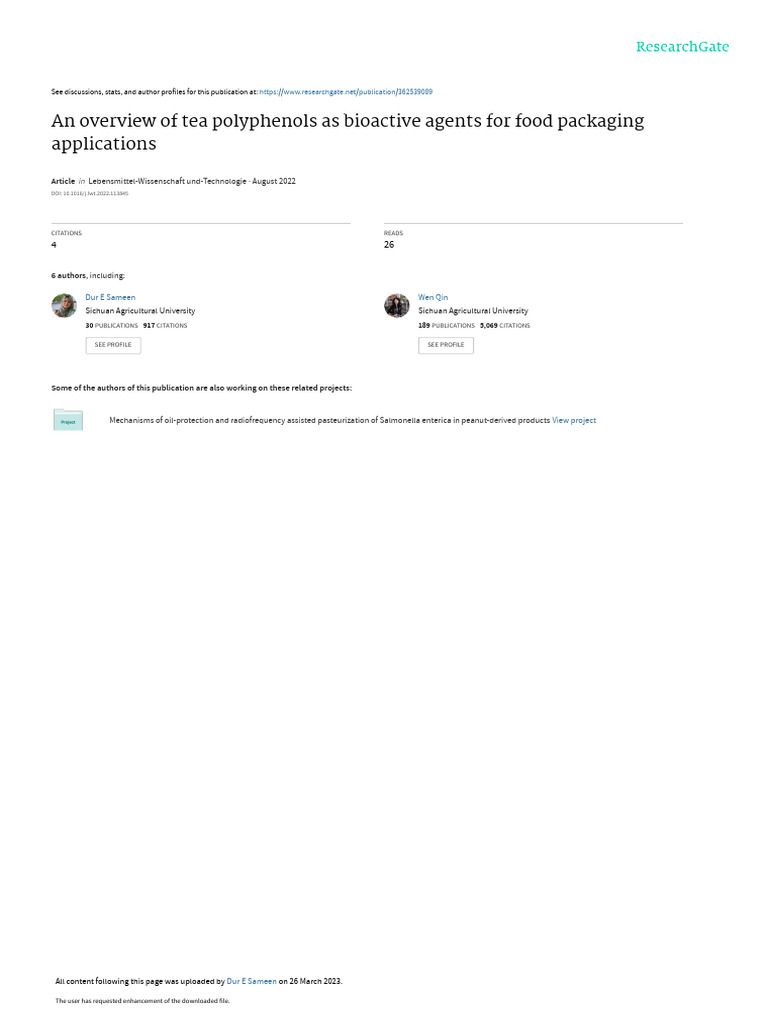 Tea Polyphenols | PDF | Antioxidant | Polyphenol